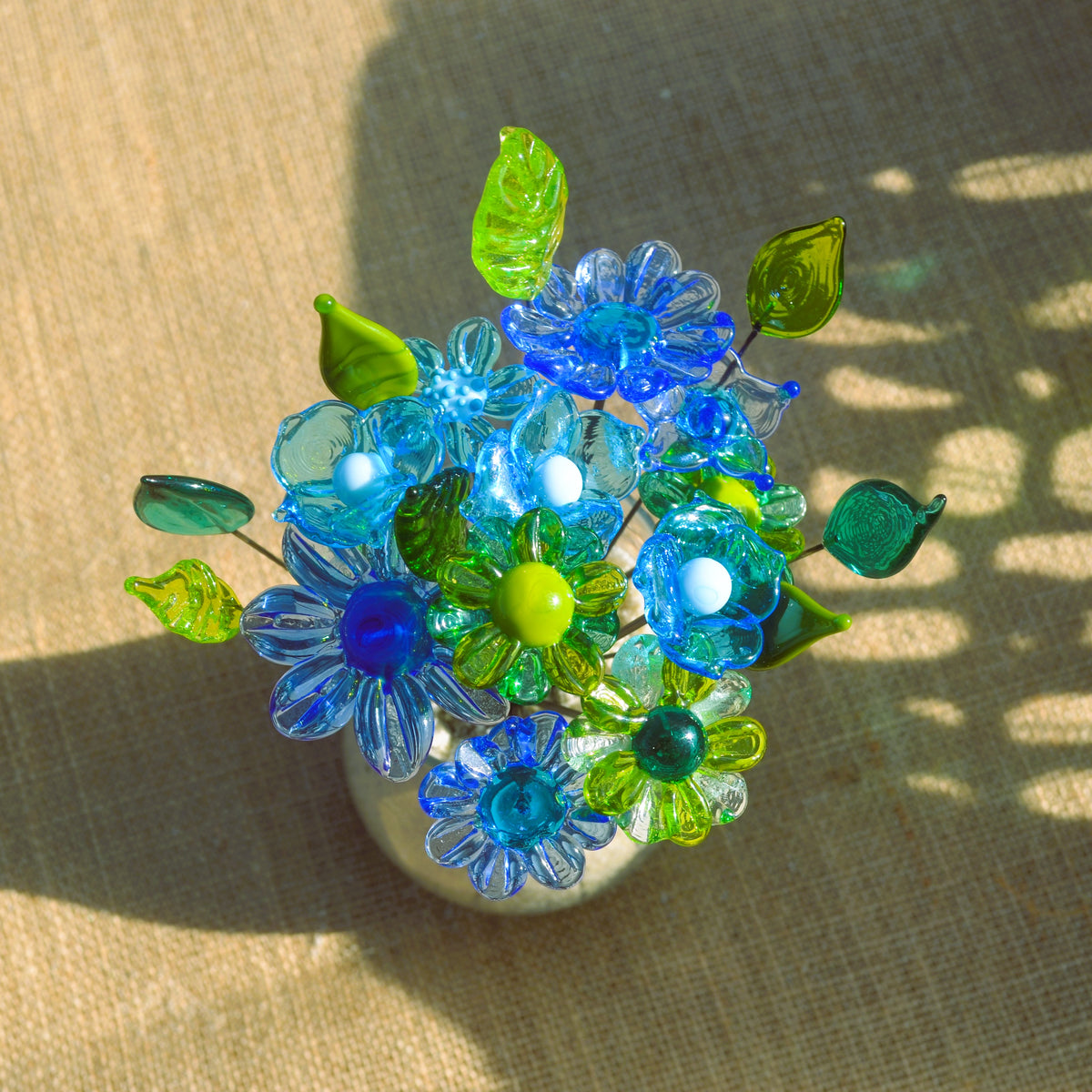 Spring Bouquet - Blue Murano Glass Flowers